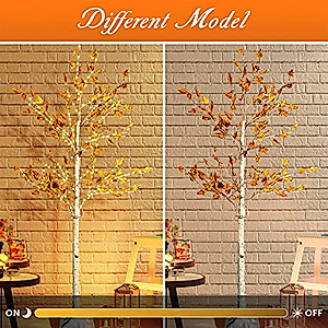 Recaceik Light Fall Maple Trees with 360 LEDs, Set of 3 Artificial Pre-Lit LED Christmas Tree Maple Leaf 4' 5' 6' for Autumn Fall Decor Halloween Thanksgiving Festival Wedding Party, White