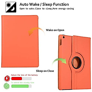 Rotating Case for iPad Pro 12.9-inch 1st & 2nd Generation (2015/2017), Techcircle Slim Premium PU Leather Smart Cover Multi-Angle Viewing Stand Folio Magnetic Hard Shell Protective Case, Orange
