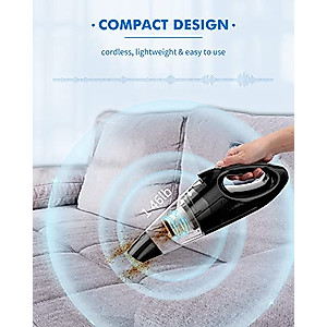 Powools Handheld Vacuum Cordless Rechargeable - Car Vacuum Cleaner High Power with Fast Charge Tech, Portable Vacuum with 1-Touch Dust Empty, Lightweight Hand Vac with LED Light, Silver (PL8188)