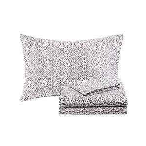 D&H 9 Piece Light Grey Medallion Comforter King Set, Beautiful All Over Bohemian Boho Chic Bedding, Multi Floral Paisley Mandala Motif Themed, Damask Flower Pattern Design, Taupe Tan Dark Gray