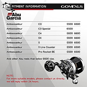GOMEXUS Power Handle Compatible for Abu Garcia Ambassadeur C3/C4/S/SX 5000-6600 Round Reel Catfishing Handle