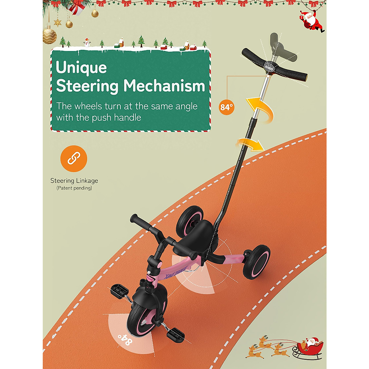 besrey Toddler Bike with Parent Steering Push Handle for 1-3 Years Old Girls and Boys, Foldable Kids Push Trike, Toddler Tricycle with Removable Pedals, Height Adjustable Seat