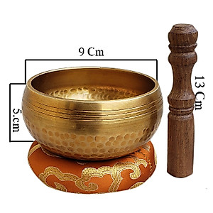 3.5 Inch Tibetan Singing Bowl, Hand-Hammered Meditation Chakra Bowl for Yoga, Chakra healing, Relaxation, Stress Relief, Handmade in Nepal, Comes w/Buddhist Prayer Flag, Small Sound Bowl