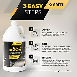 GRITT COMMERCIAL Concrete Oil Stain Remover | All Purpose Concentrated Cleaner for Oil, Grease, and Rust | Removes Stains from Concrete and Asphalt Driveways, Garages, and Patios 64 oz