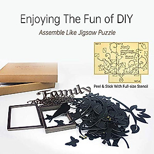 DecorSmart Antlers Family Tree Wall Decor for Living Room, 3D Removable Picture Frame Collage DIY Acrylic Stickers with Deer Head and Quote Family Like Branches on a Tree