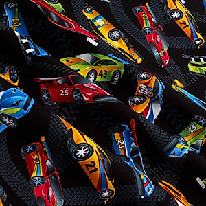 Timeless Treasures Race Cars Race Cars Black, Fabric by the Yard