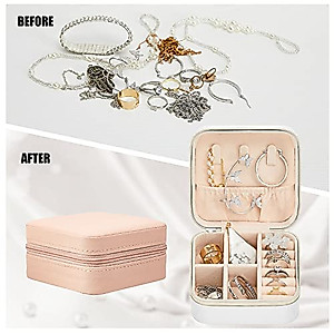 12 Pcs Travel Jewelry Case Bridesmaid Gift Boxes Jewelry Travel Organizer Small Jewelry Box Mini Storage Organizer Storage Box for Women Girls Bridesmaid Gift (White, Pink)