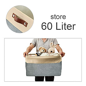 DECOMOMO Storage Baskets | Large Storage Bins Fabric Baskets for Organizing Laundry Nursery Toys Cloth Linen Closet Organizers with Handles (Grey and Beige, XXXXL - 3 Pack)