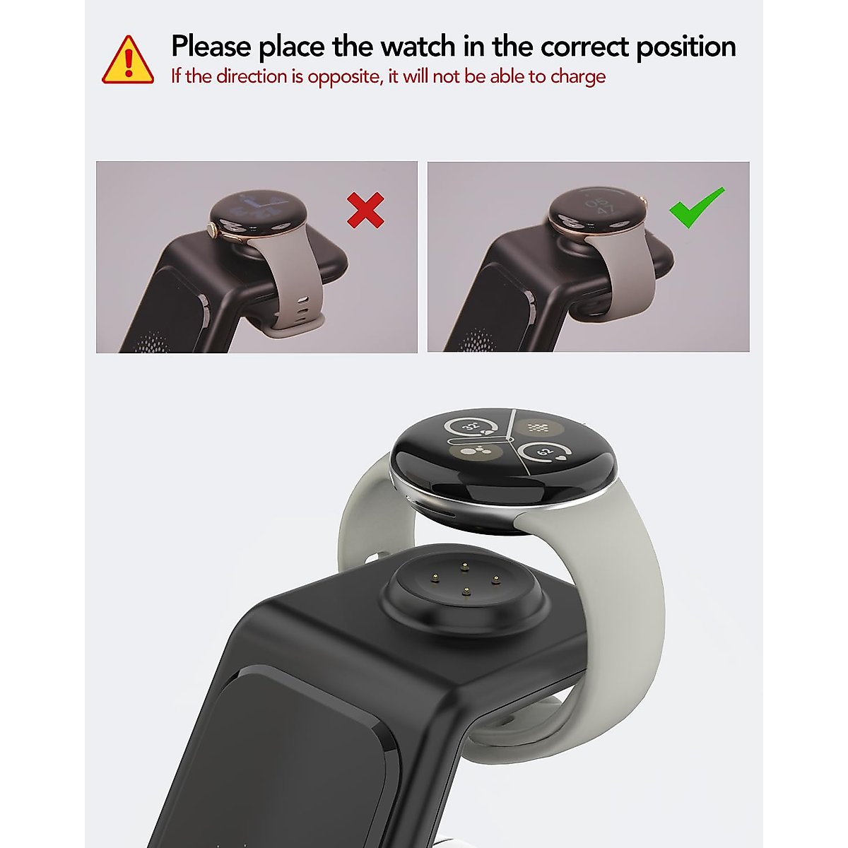 Upgraded 3 in 1 Wireless Charger Compatible with Google Pixel Watch 3/2, Pixel 9 Pro XL/9/8/7/7A/6 Pro, Pixel Buds Pro/2, Wireless Charging Station for Multiple Devices (Not for Pixel Watch 1)