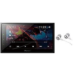 Pioneer 6.8" Double DIN Touchscreen Display, Apple iPhone and Android Music Support, Bluetooth in-Dash AM/FM Front USB Digital Multimedia Car Stereo Receiver/Free Alphasonik Earbuds