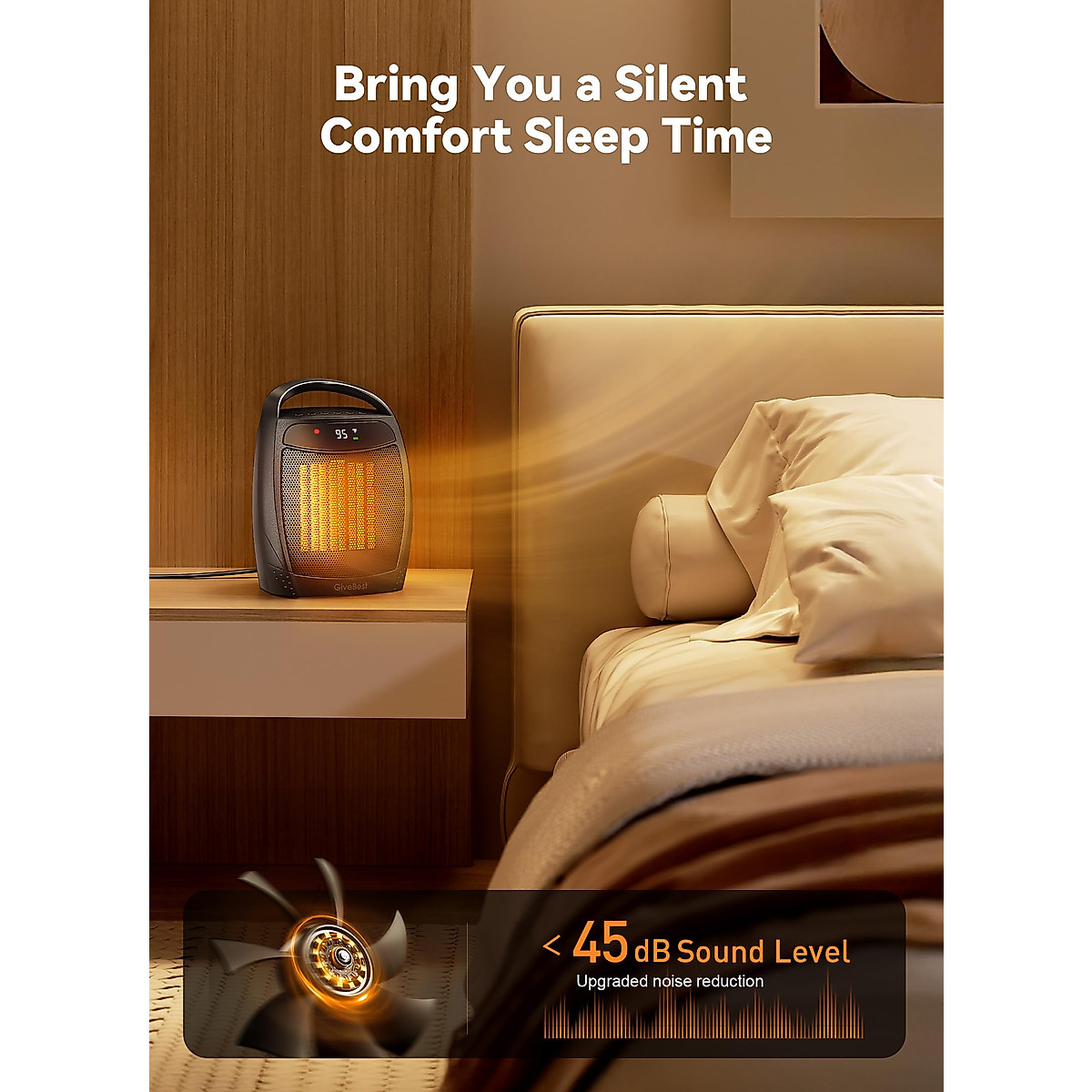 GiveBest Space Heater, 1500W Portable Electric Heaters for Indoor Use, Heater for Office with Remote Thermostat, ECO Mode, 12H Timer, Quiet Safe Small Heater for Bedroom Living Room