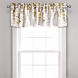 Lush Decor Weeping Flowers Window Valance for Kitchen, Living, Dining Room, Bedroom, Valance, Yellow & Gray