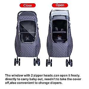Winter Stroller Weather Shield Universal,Baby Stroller Rain Cover Waterproof,Travel Strollers Raincoat,Pushchairs Accessories,for Colder Weather,Protect from Snow Wind Sun Dust (Dark Gray)