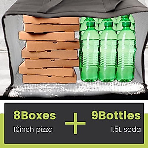 QIMEOKAT 2pcs Extra large XXXL Insulated Food Delivery Bags, Large Capacity Reusable Grocery Shopping Bags,Pizza Hot and Cold Thermal Bags 23x15x14inch,Foldable,Sturdy Zipper (Black)