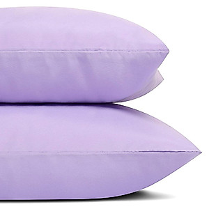 Toddler Travel Pillowcases Set of 2, 14x20- Fits Pillows Sized 12x16, 13x18 or 14x19, 100% Silky Soft Microfiber, Envelope Closure Machine Washable Kids Pillow Cases, White (Purple)