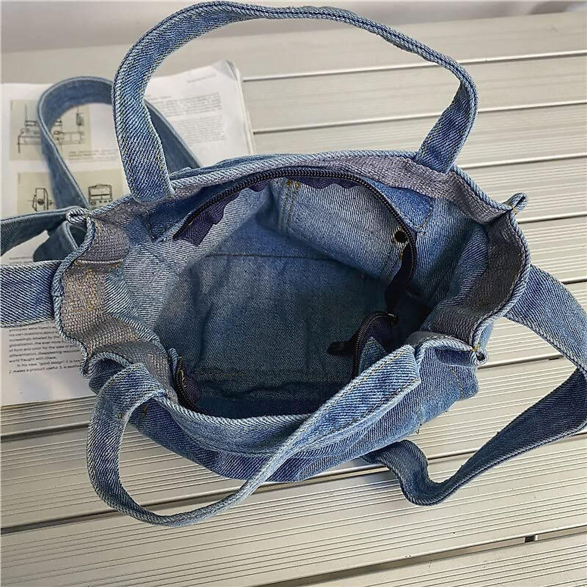 GESALOP Women's Denim Crossbody Bag, Small Shoulder Bag, Denim Purse, Handbag (Dark Blue)