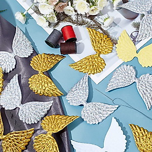 arricraft 40 Pcs Glitter Craft Angel Wings, 2 Colors Fabric Wing Patches Embossed Wing Patches for DIY Craft Clothing Ornament Supplies Shirts Jeans Craft Sewing (Gold & Silver)