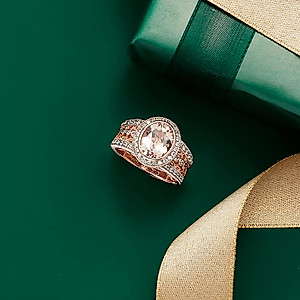 Ross-Simons 2.30 Carat Morganite and .40 ct. t.w. White Zircon Ring in 18kt Rose Gold Over Sterling. Size 9