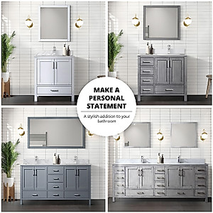 Bell+Modern Big Sur 84 in. W x 22 in. D Distressed Grey Double Bath Vanity and White Quartz Top