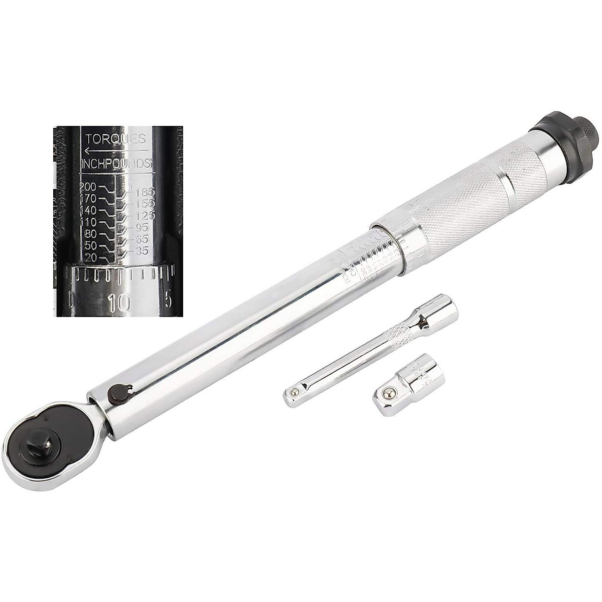 FreeTec 1/4" Drive Adjustable Click Torque Wrench 20-200 Inch-Pound