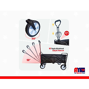AM The America Store - Collapsible Foldable Wagon, Beach Cart Large Capacity, Heavy Duty Folding Wagon Portable, Collapsible Wagon for Sports, Shopping, Camping (Black)