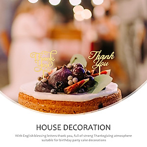 10Pcs Thank You Cake Toppers Thanksgiving Cupcake Topper Food Sticks Dessert Cake Decorations for Wedding Party Supplies (mix style)