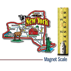 New York Jumbo State Magnet by Classic Magnets, 4.5" x 3.5", Collectible Souvenirs Made in The USA