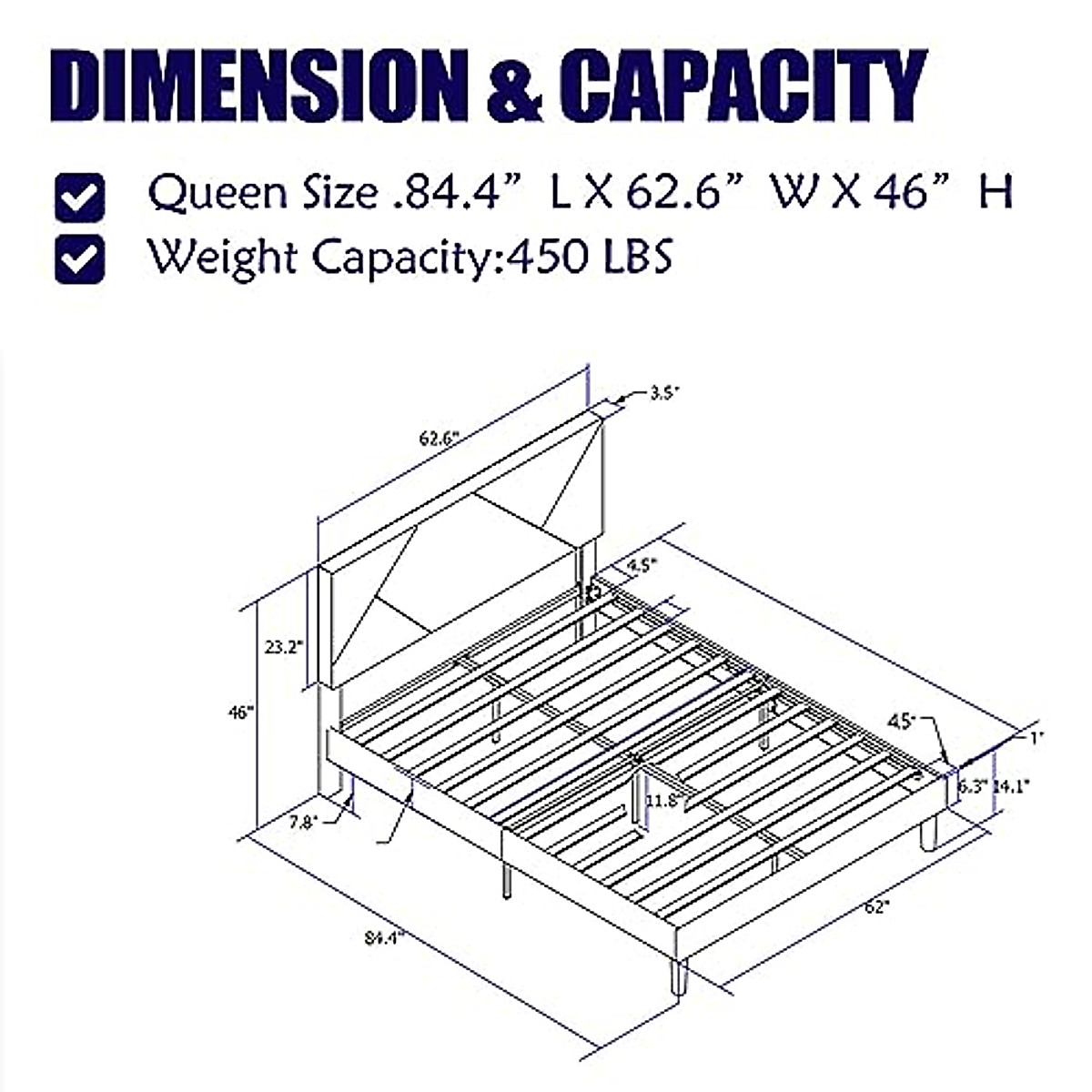 Queen Size Fabric Upholstered Platform Bed Frame with Headboard, Modern Concise Platform Bed with Strong Wood Slats Support/No Box Spring Needed/Easy Assembly for Bedroom Girls Boys, Gray (Queen)