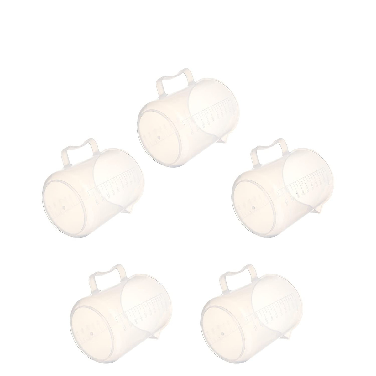 Othmro 1L/33.82oz Plastic Measuring Graduated Mixing Pitcher Pouring Cup Mix Paint Lab Kitchen Liquids 5pcs Measuring Pitcher Measuring Cup Graduated with Handle Spout Multipurpose Plastic Beaker