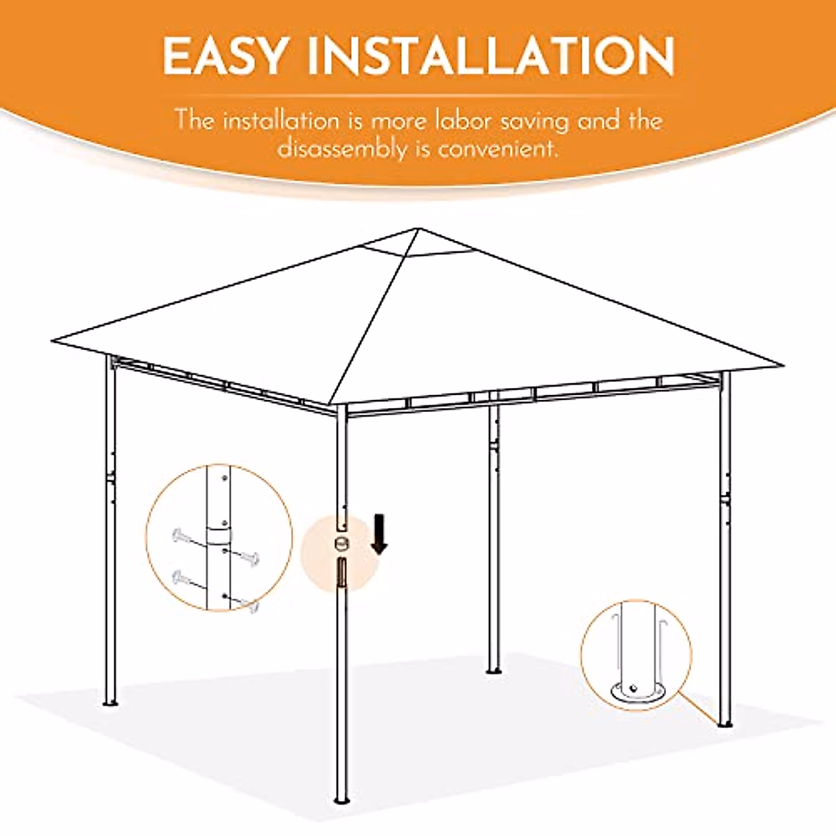 Warmally 10x10 Grill Gazebo Canopy Tent, Outdoor Single Soft-Top Canopy, BBQ Tent for Deck, Lawn, Gardens, Backyard and Party(Light Grey)