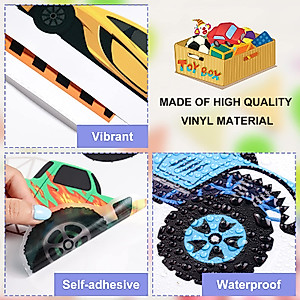 2 Sheet Trucks Wall Decal Transports Peel and Stick Wall Sticker for Boys Children's Room Nursery Bedroom Classroom