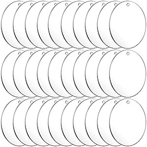 Audab Acrylic Keychain Blanks, 30PCS Bulk Acrylic Circles Clear Disc Ornaments Blanks with Hole for Vinyl, DIY Keychain and Craft Project (3 Inch, 30 Pcs)