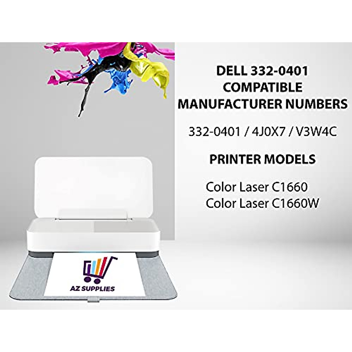 AZ Supplies Compatible Toner Cartidge Replacement for Dell 332-0401 4J0X7 V3W4C Compatible with Color Laser C1660 Color Laser C1660W Magenta 3 Pack