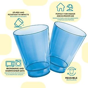 Acrimet Plastic Cup, Reusable, 10oz | 300ml, Tumbler Water, Machine Washable, Stackable Beverage Tumblers, Drinking Cup, Shatterproof, Durable (Blue Color) (Set of 10)