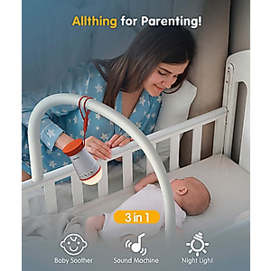 FamiSym Portable Sound Machine for Baby Kids with Night Light - Recharge Battery, 13 Soothing Sounds, Shushing Baby White Noise Machine for Sleeping, Baby Sleep Soother Registry Gift, Baby Shower