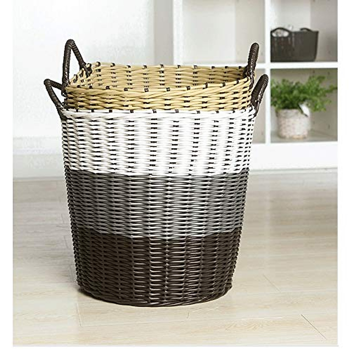 TBGFPO Extra Large Woven Cotton Rope Storage Basket Blanket Storage Baskets, Laundry and Toy Storage, Nursery Hamper - (Color : D)