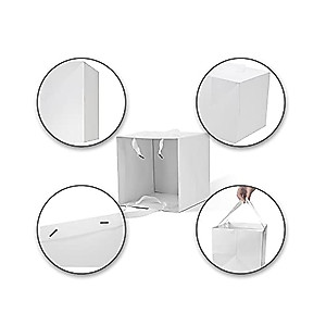 HUAPRINT White Paper Bags with Handles,Gift Bags Bulk 12 Pack,10x10x10inch Large Square Size,Paper Shopping Bags, Kraft, Party, Favor, Birthday,Goody, Take-Out, Merchandise, Retail Bags