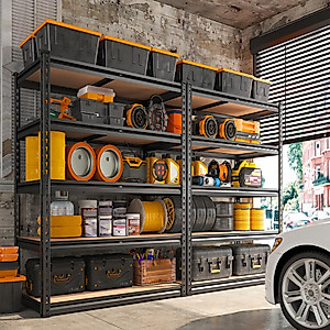 REIBII 2000LBS Garage Shelving Heavy Duty 72''H Storage Shelves 5 Tier Metal Shelves, Adjustable Metal Shelving Unit for Basement Pantry 35.5" W x72 H x 15.8" D, 2Pack