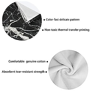 Naanle Black and White Marble Towel 3 Piece Set Bath Towels Set for Bathroom Highly Absorbent Cotton, 1 Large Bath Towel+ 1 Hand Towel+ 1 Washcloth, Pack of 3 Softness Towels for Decoration