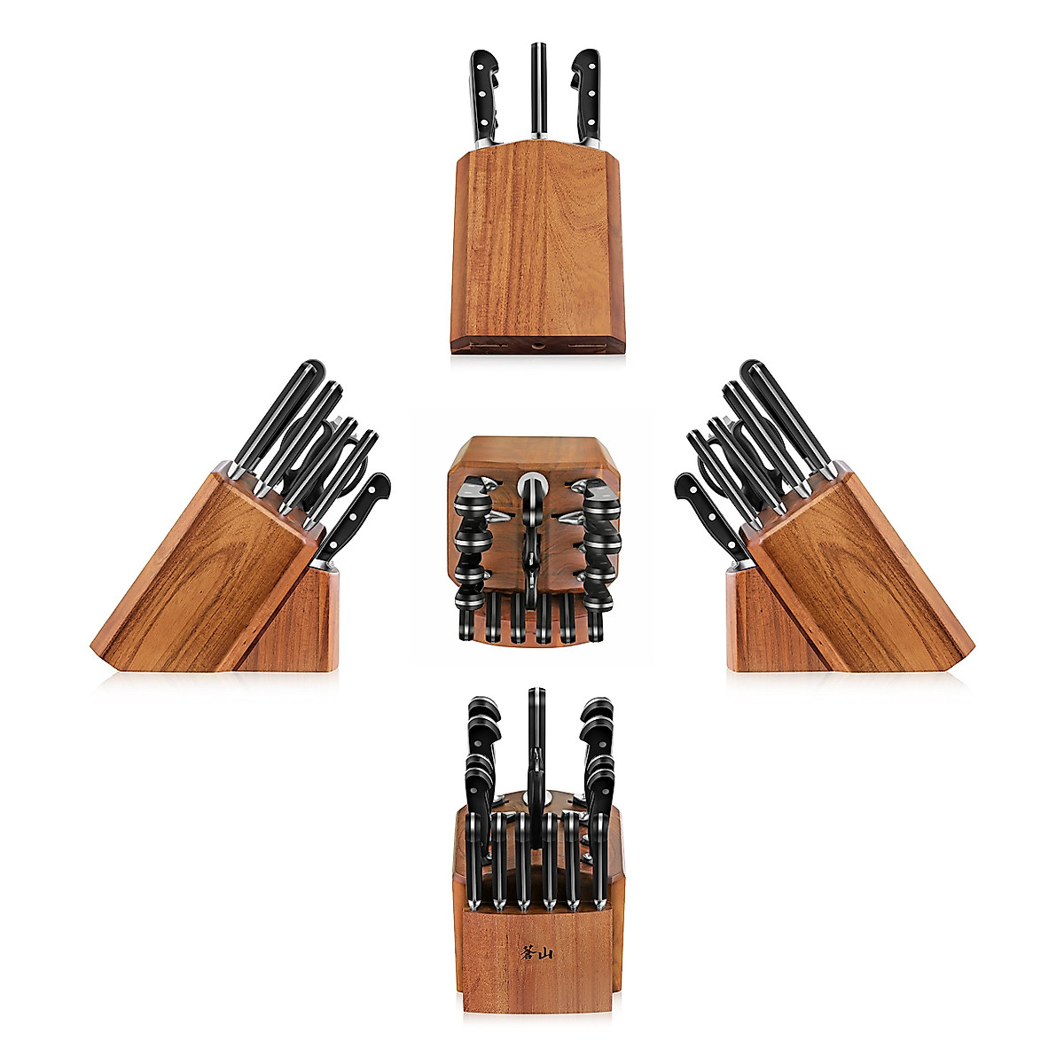 Cangshan TV2 Series 1023053 Swedish 14C28N Steel Forged 17-Piece Knife Block Set, Acacia