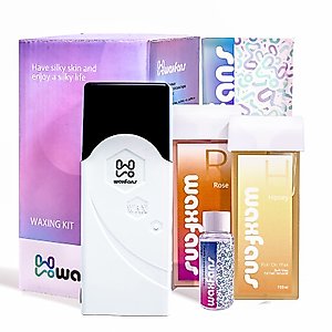 Waxfans Roll on Wax Kit, Hair Removal Waxing Kit, Wax Roller for Larger Areas of the Body, Home Waxing Kit for Women and Men, Sensitive Skin Friendly (White)