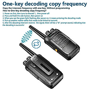 Wanneton F1 GMRS walkie talkies for Adults Long Range,One-Key decoding Copy Frequency, Compatible with Most Portable Handle Two Way radios,16 CH, 205 Privacy Codes, VOX, Scan, programmable(2 Pack)