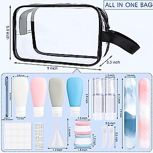 INSFIT Silicone Travel Bottles Set, 17 Pcs Travel Size Toiletries, 3oz Travel Bottles for Toiletries, Travel Accessories for Women, Airplane Travel Essentials, Travel Containers for Toiletries