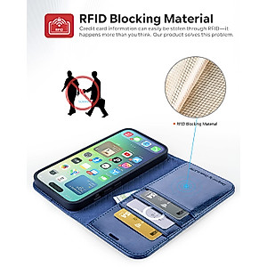 OCASE Compatible with iPhone 14 Pro Max Wallet Case, PU Leather Flip Folio Case with Card Holders RFID Blocking Stand [Shockproof TPU Inner Shell] Phone Cover 6.7 Inch 2022（Blue）