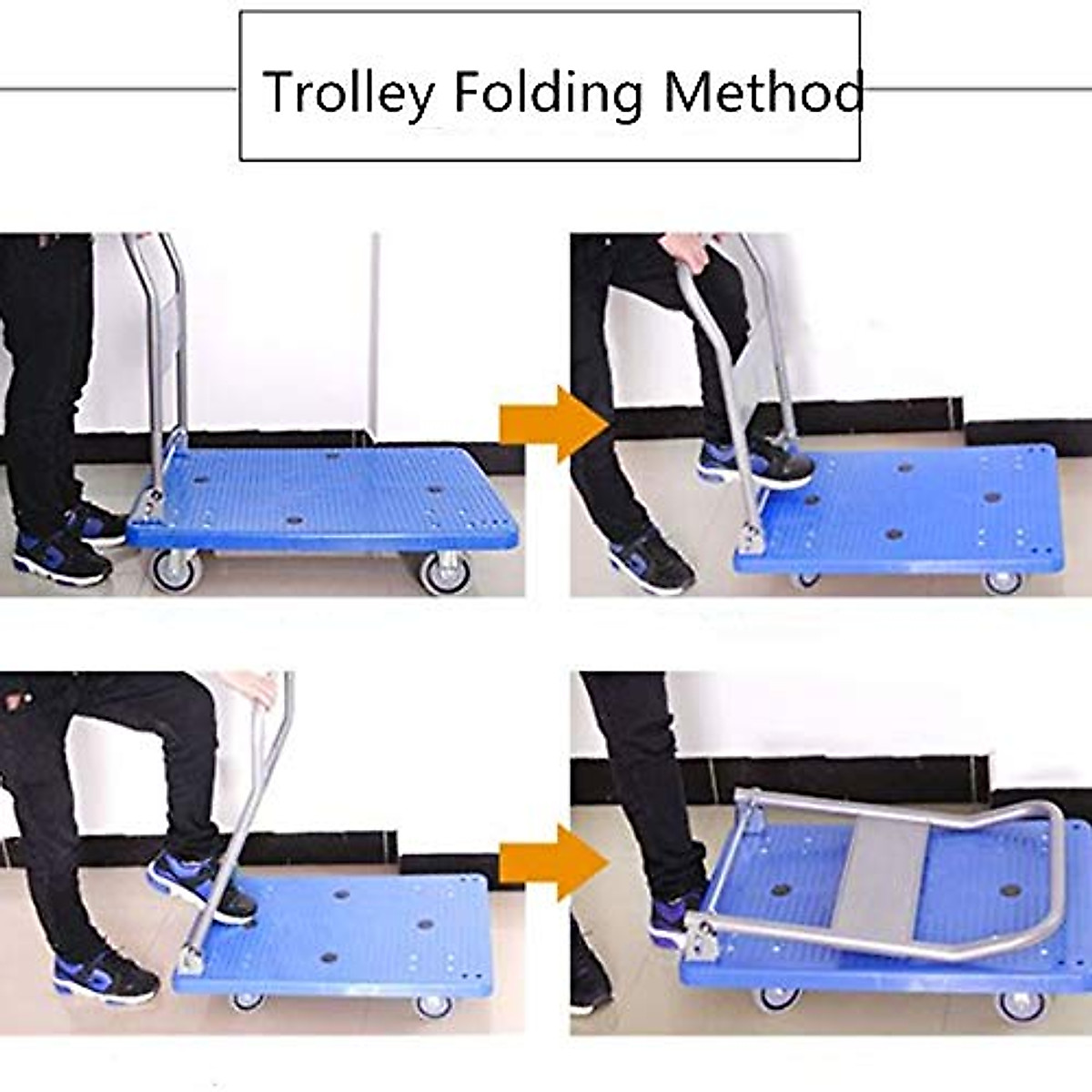 Portable Folding Handcart Multipurpose Trolleys Flatbed Trolley Portable Luggage Cart Handling Helper Foldable Trolley Silent Wheels Multi Function Folding Handcart