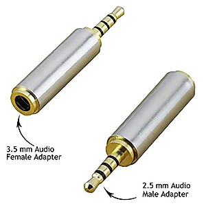 2pack Gold Plated Stereo Audio Headphone Adapter Converter Jack (2.5mm Male to 3.5mm Female, Silver)