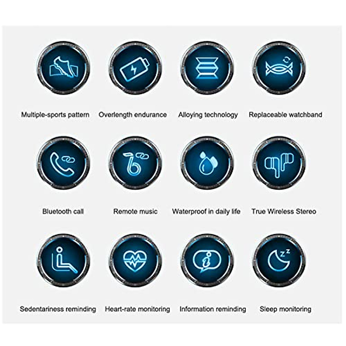 T91 Smart Bracelet 2 in 1 Smart Watch TWS Wireless Bluetooth Headset 1.4 Inch IPS Screen Health Monitor Fitness Tracker Earbuds Combo Running Music Wristband (Black Steel)