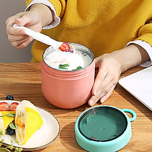 Soup Thermos Wide Mouth Insulated Food Jar Leak Proof Hot and Cold Thermos Bowl Oat Container for Kid Adult 600ML Pink