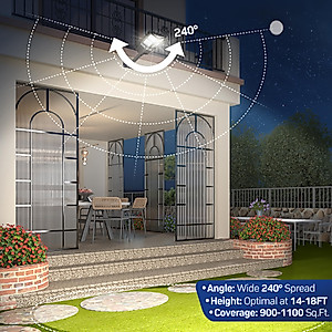 RKLAMPTECH Solar Street Lights Dusk to Dawn Solar Parking Lot Lights with Motion Sensor Remote Control, Commercial Solar Lights for Outside, Backyard, Garage, Farm, Garden - 2 Pack - 400W