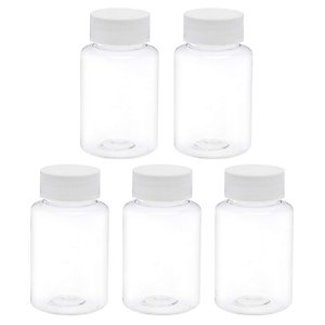 uxcell 3.4 oz/100ml PET Plastic Lab Chemical Reagent Bottle Wide Mouth Liquid/Solid Storage Container Clear Bottles w Tamper Evident Caps 5pcs
